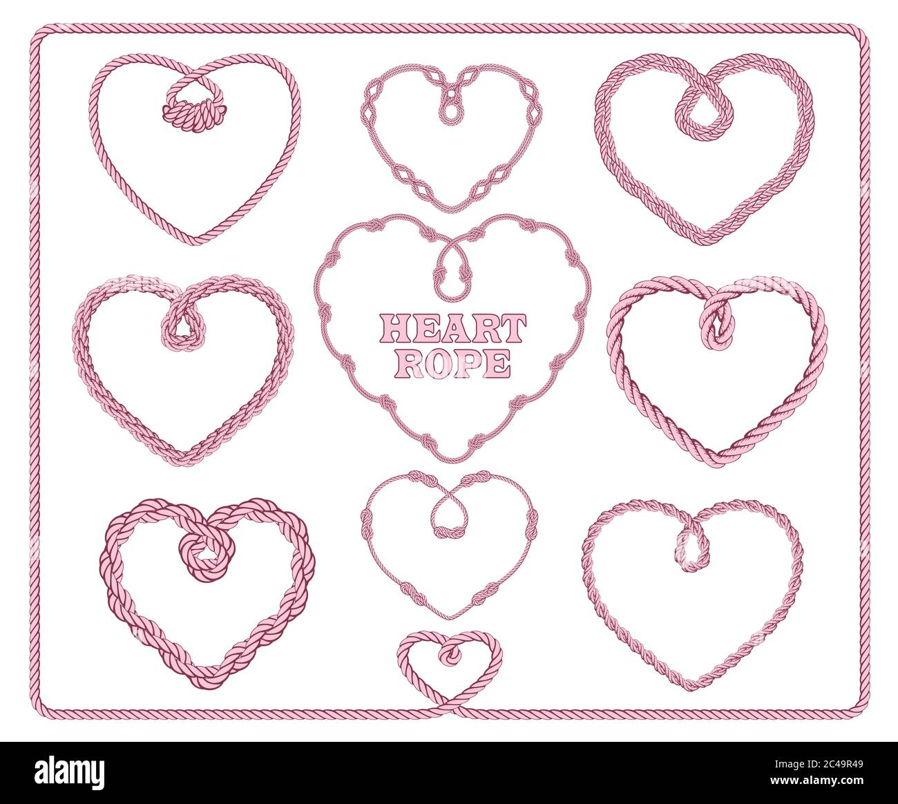 Heart shaped rope collection. Vector illustration Stock Vector Image ...
