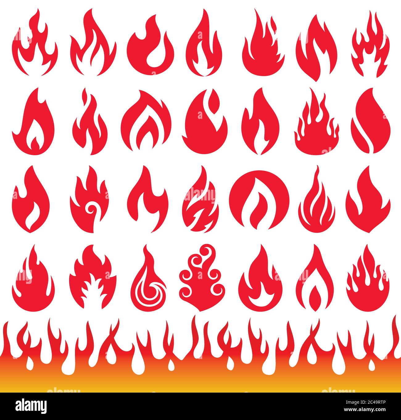 Set of Flame icons. Fire symbols. Vector illustration Stock Vector ...