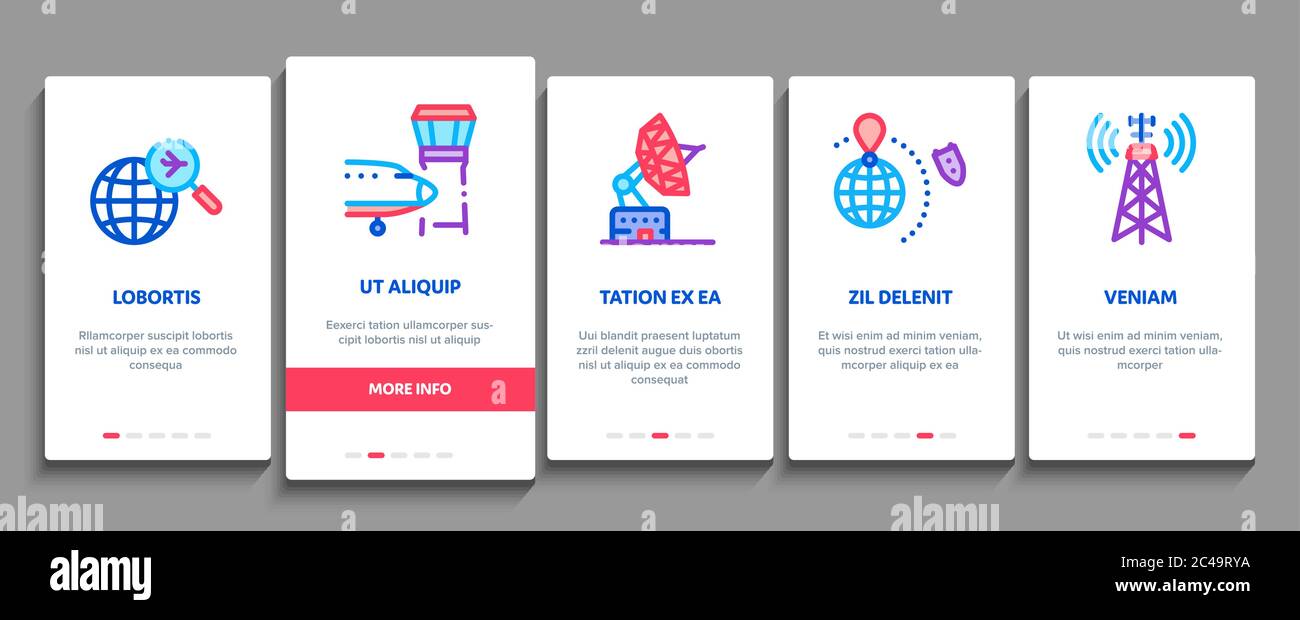 Air Navigation Tool Onboarding Elements Icons Set Vector Stock Vector