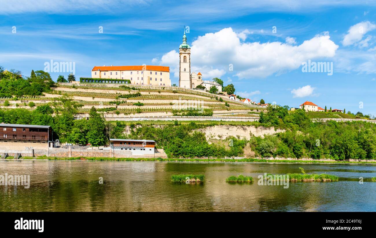 Melnik Castle on the hill above Labe and Vltava River confluence, Czech ...