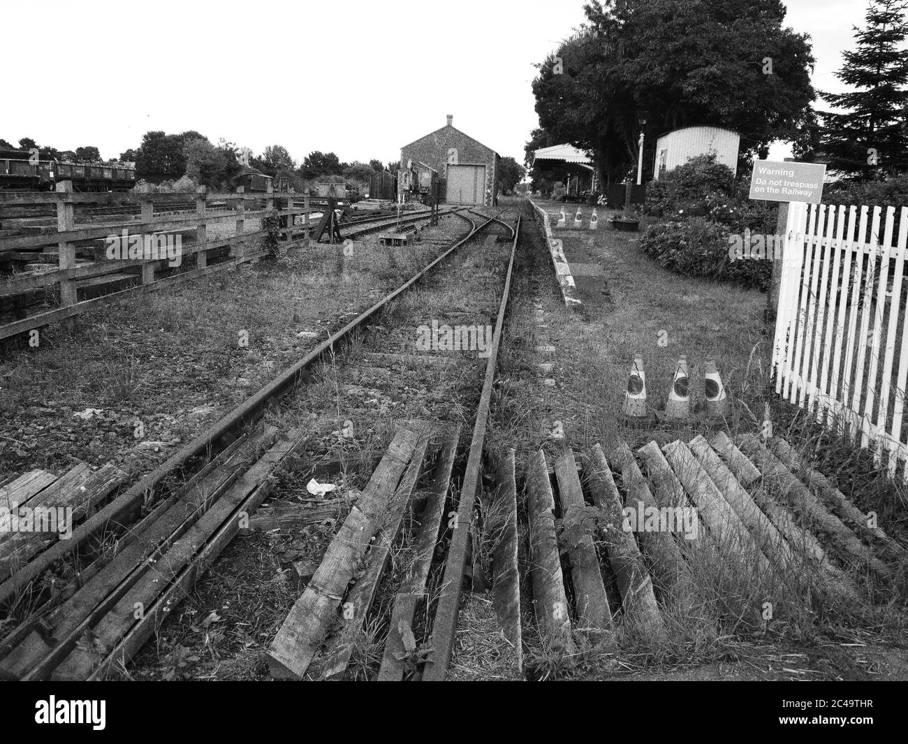 West Somerset Railway, Dunster Station, Somerset UK, black and white ...