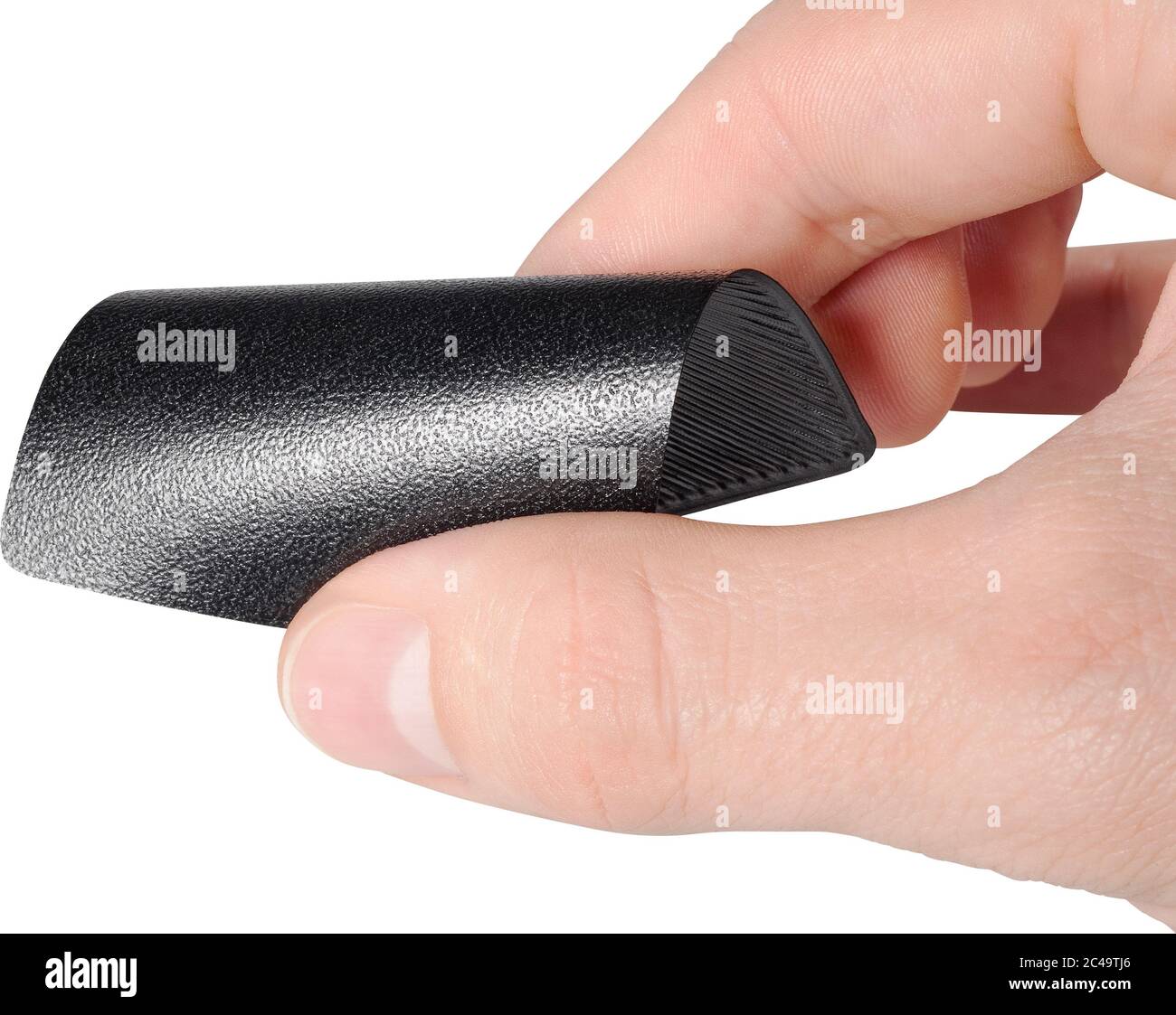 Person holding flexible 3D printed object in her hands on white ...