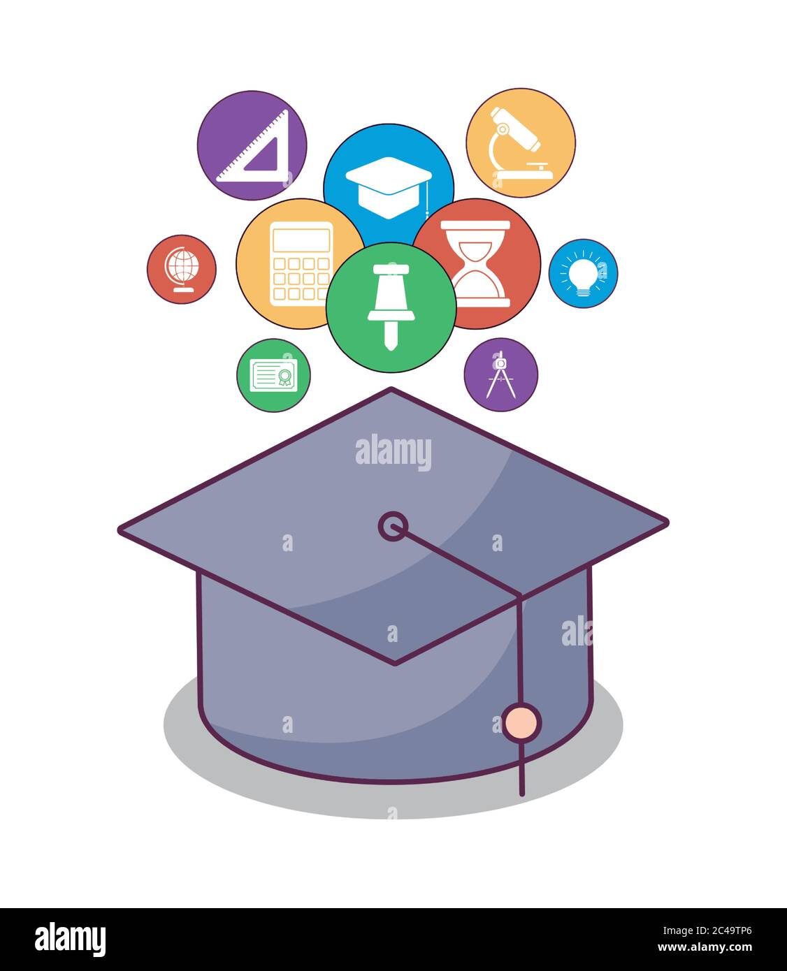 graduation cap and icon set design, Eduaction school university class ...