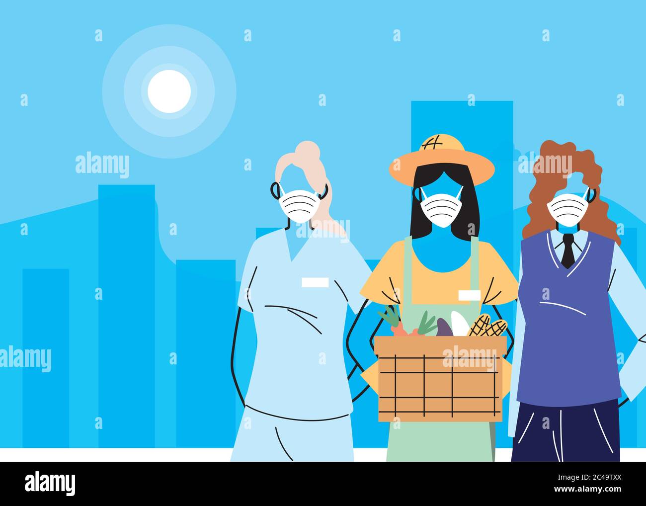 Staff wearing masks Stock Vector Images - Alamy