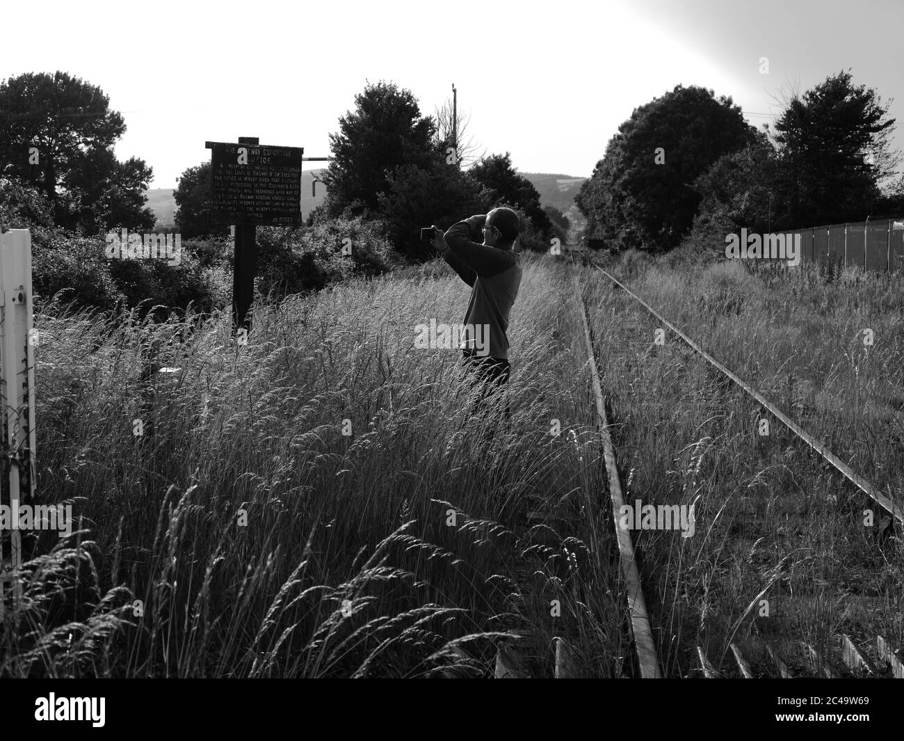 West Somerset Railway, Dunster Station, Somerset UK, black and white ...