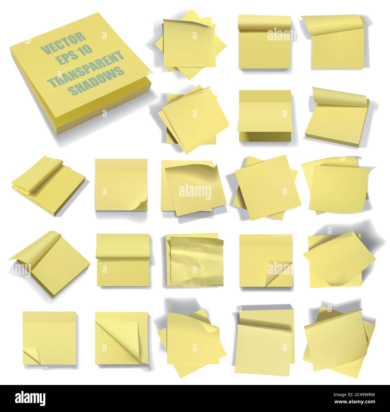 Set of sticky notes. Transparent shadows. Vector illustration. Eps 10 ...