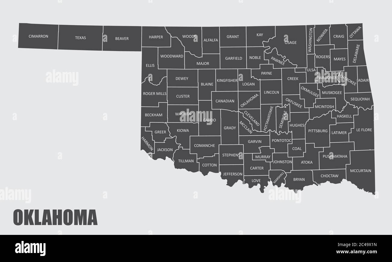 Oklahoma county map hi-res stock photography and images - Alamy