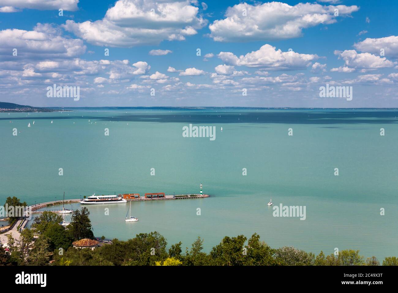 Lake Balaton with a nice cloudscape from Tihany village in Hungary ...