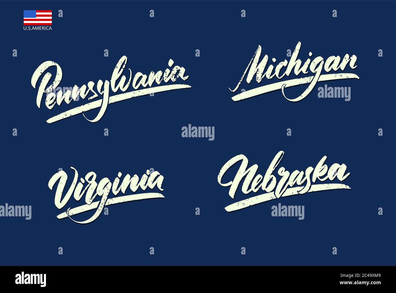 The names of the states of America in handwritten type Stock Vector ...