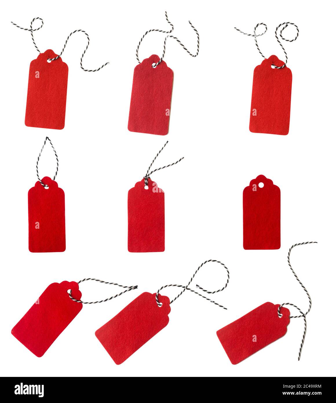 Collage of gift tags isolated on white background. Sale labels. Price ...
