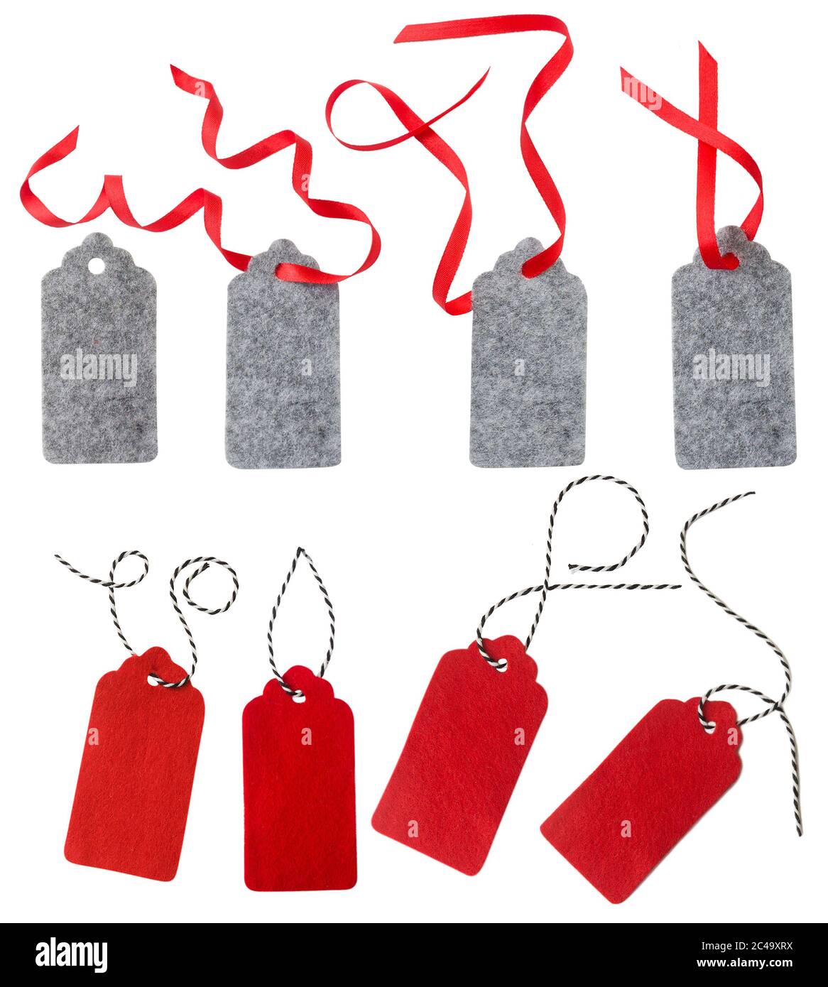 Collage of gift tags isolated on white background. Sale labels. Price ...