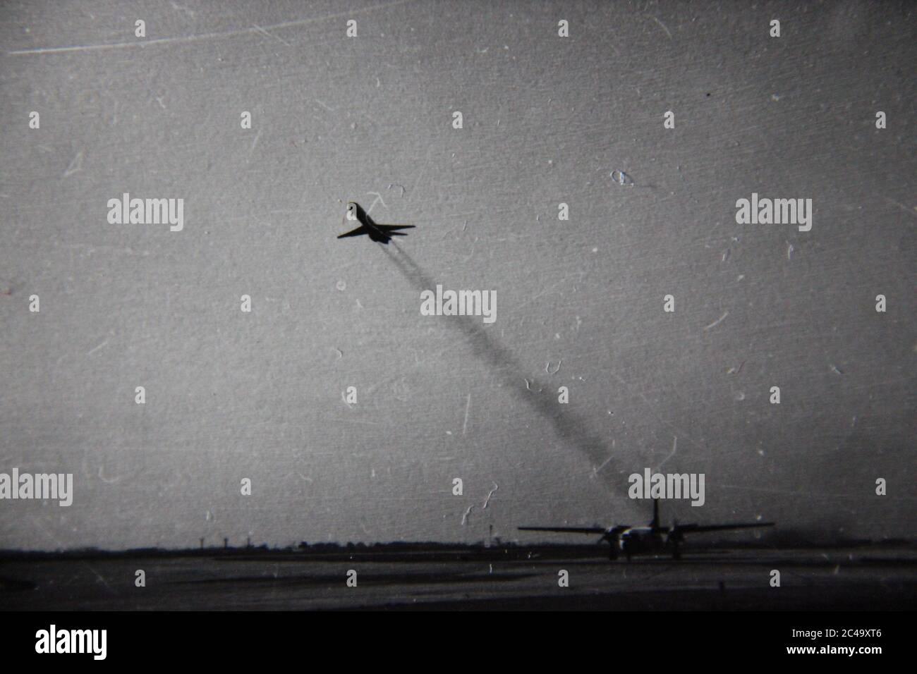 Fine 70s vintage black and white lifestyle photography of a jumbo jet ...