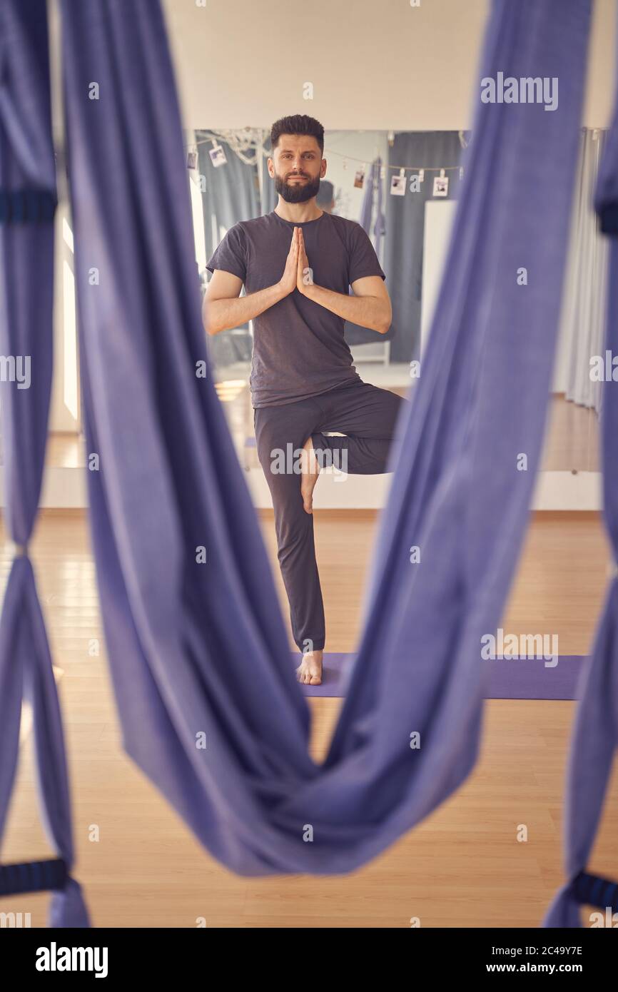 Tree pose yoga male studio hi-res stock photography and images - Alamy