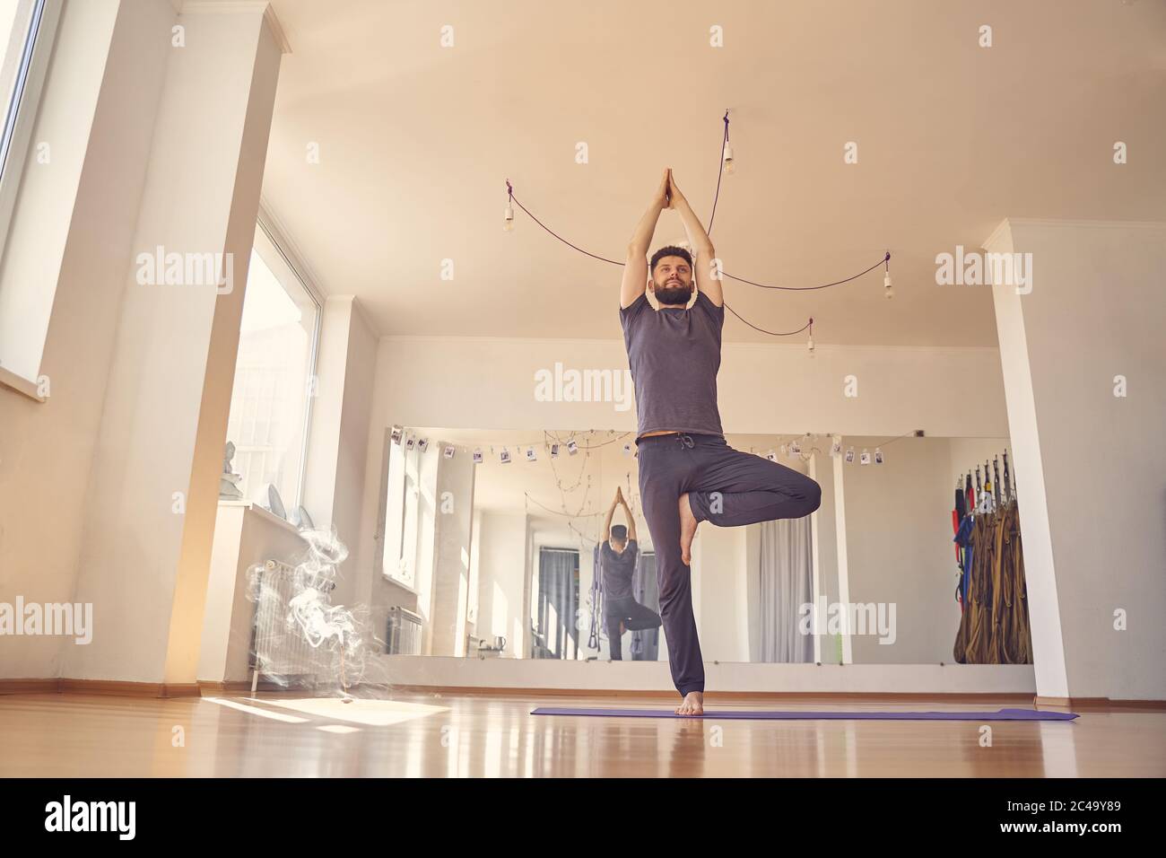 Tree Pose Yoga Male Studio High Resolution Stock Photography and Images ...