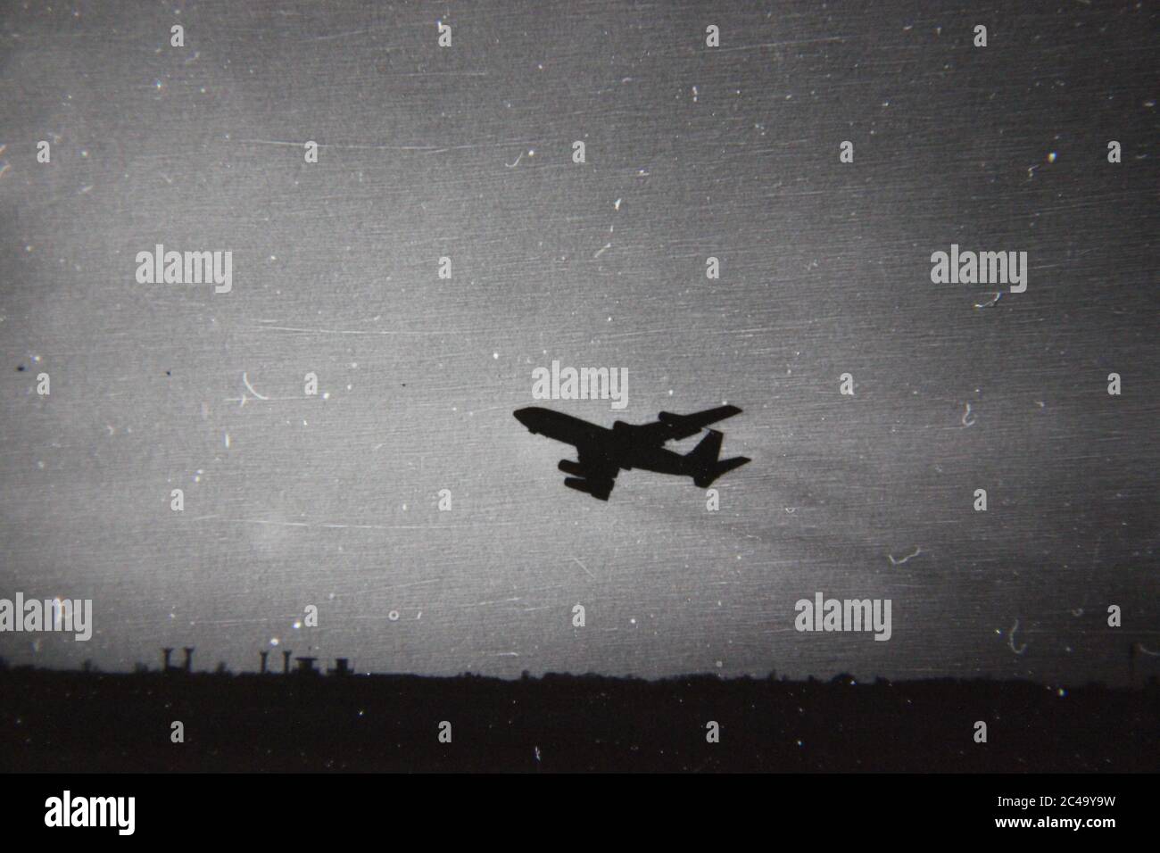 Fine 70s vintage black and white lifestyle photography of a jumbo jet ...