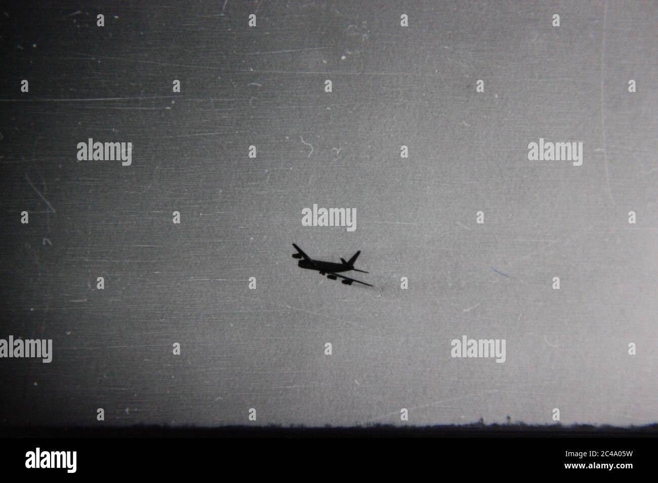Fine 70s vintage black and white lifestyle photography of a jumbo jet ...
