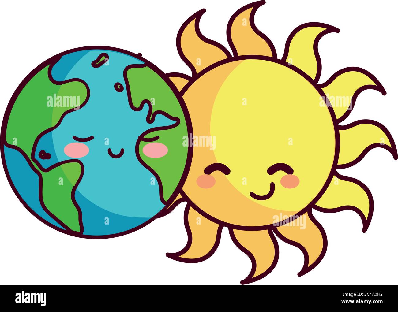 sun and earth happy accompanied vector illustration desings Stock ...