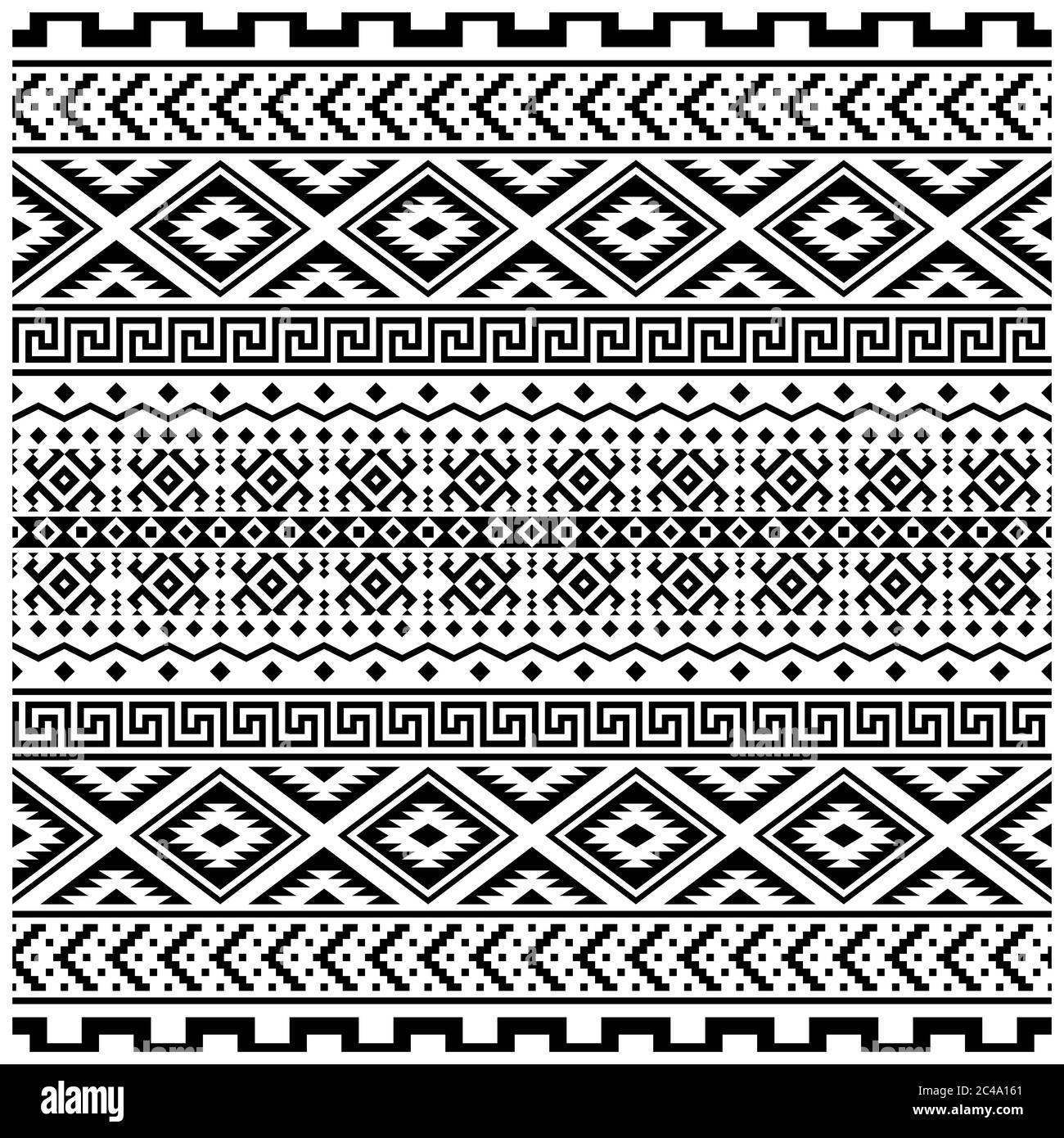 Seamless ethnic pattern. Traditional tribal pattern in black and white ...