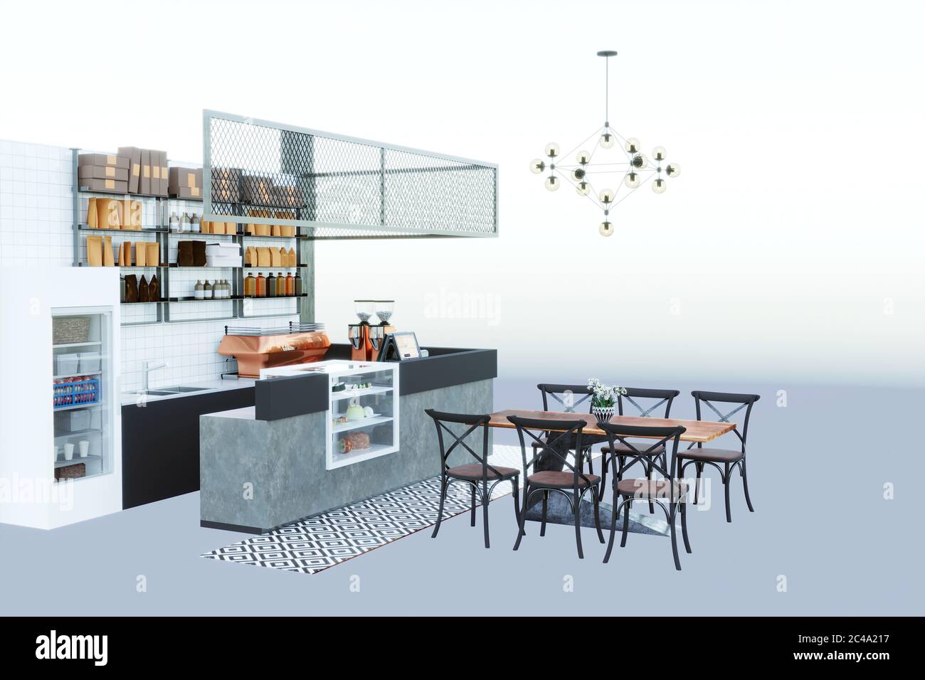 3d render coffee shop Stock Photo - Alamy
