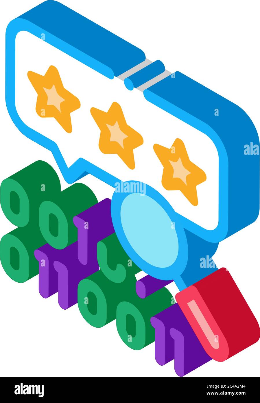 binary code research and assessment isometric icon vector illustration ...
