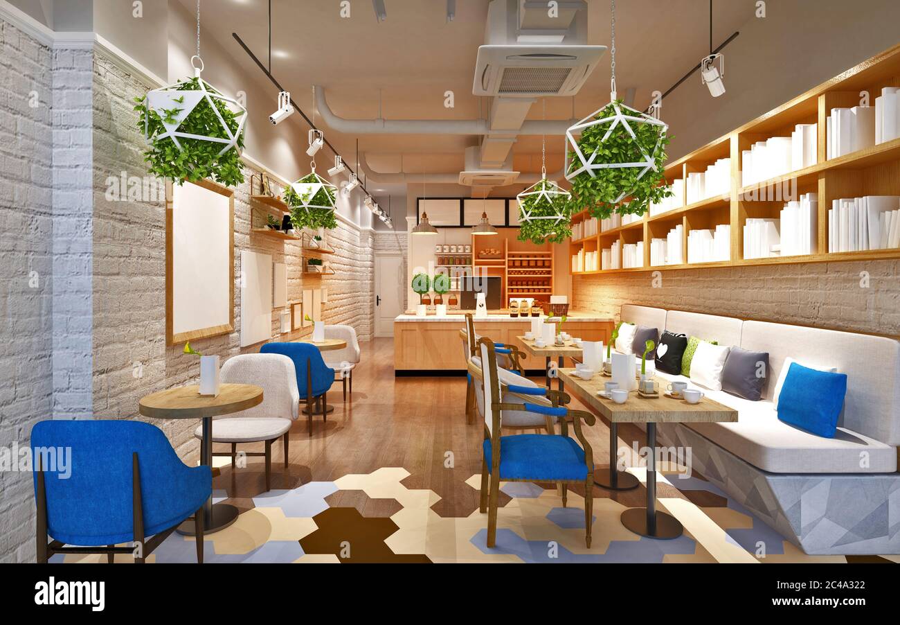 3d render coffee shop Stock Photo - Alamy