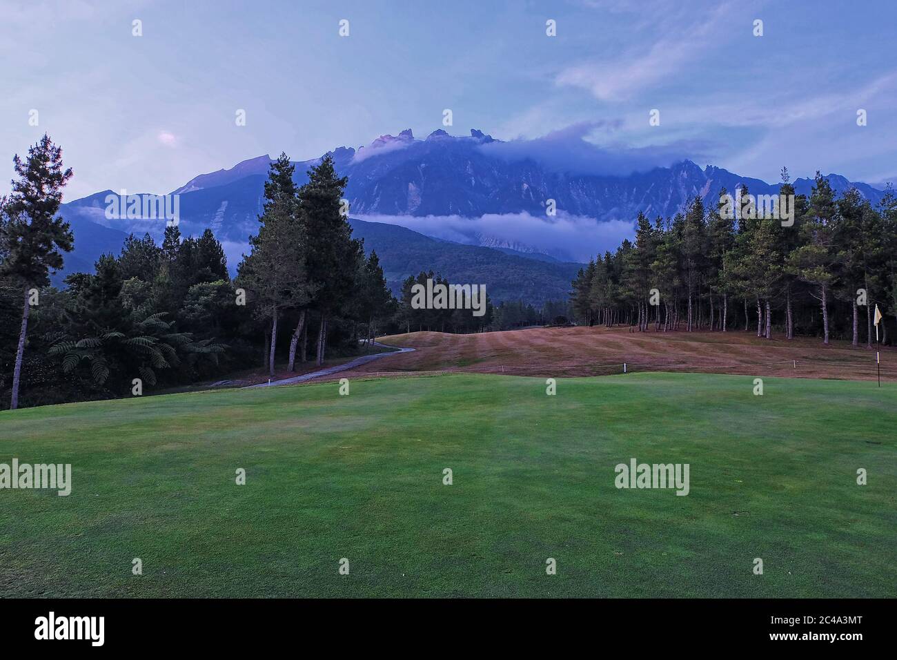 Great landscape view of Mount Kinabalu from Kundasang Golf Course Stock ...