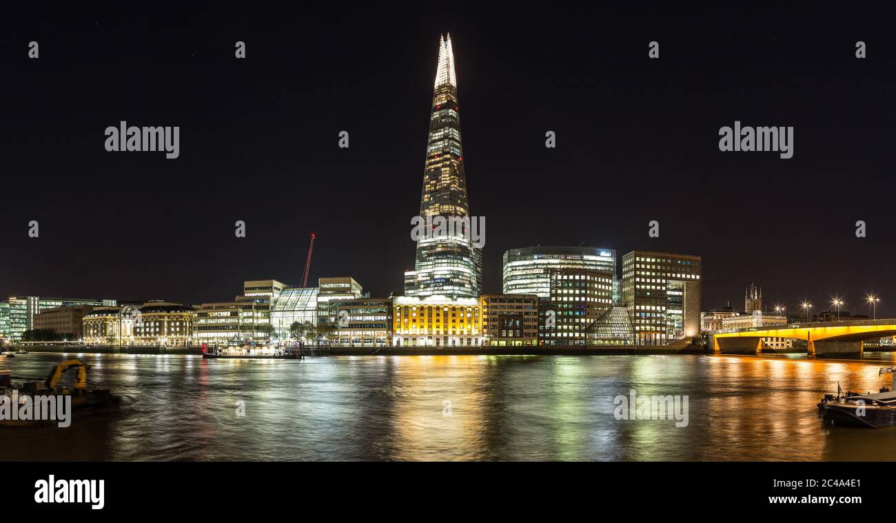 Night landscape view of The Shard in London, England, United Kingdom ...