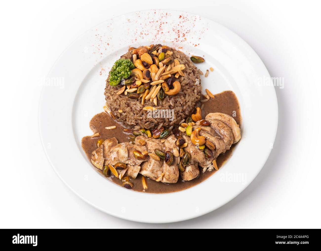 Oriental Rice with Chicken and Beef Stock Photo - Alamy