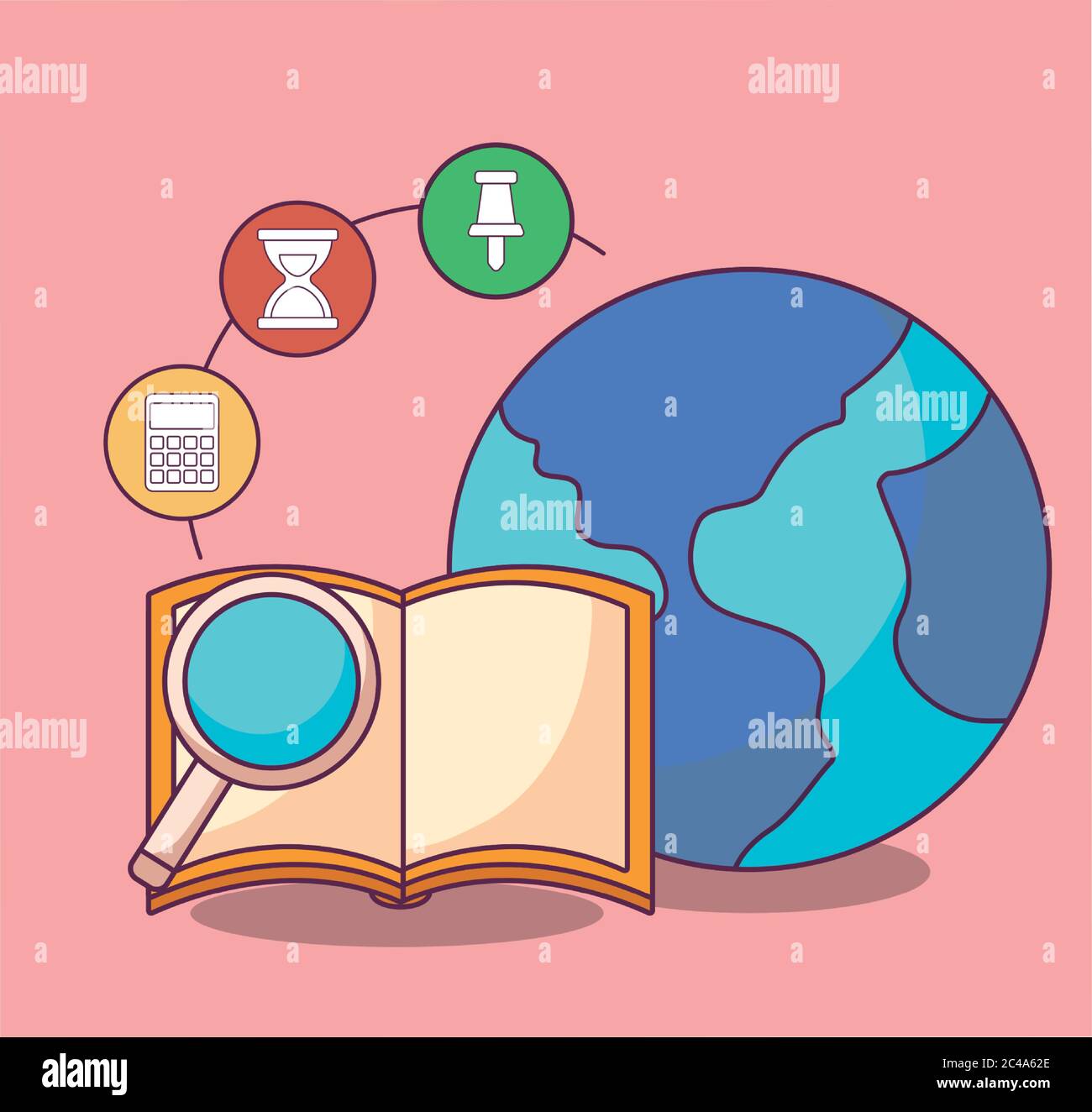 world lupe book and icon set design, Eduaction school university class ...