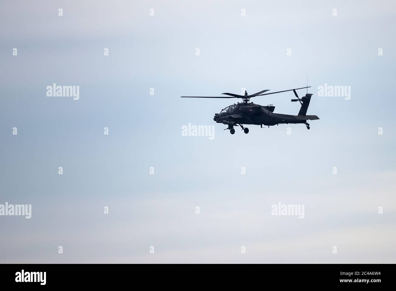 Askos, Greece - Feb 14, 2020: AH-64 Apache Helicopter takes part at a ...