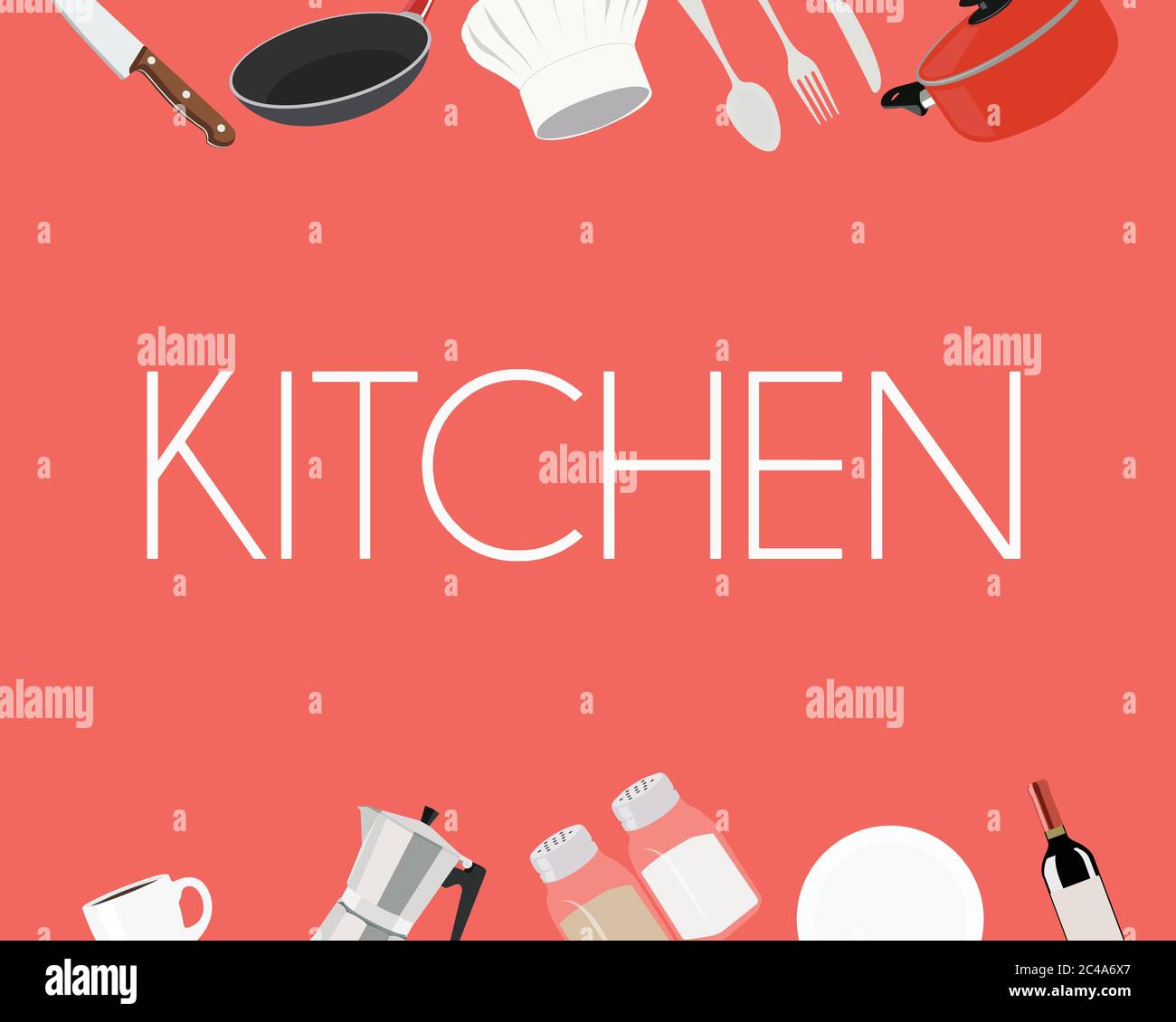Vector Illustration, Kitchen Red Sign Stock Vector Image & Art - Alamy