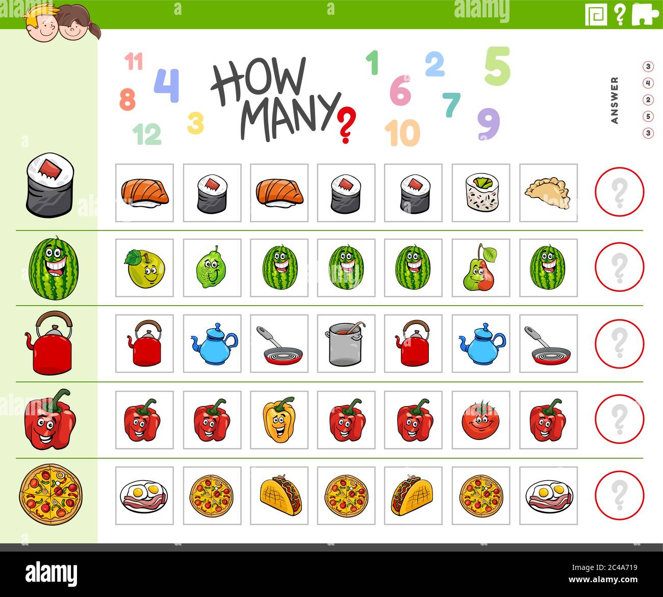 Illustration of Educational Counting Game for Preschool Children with ...