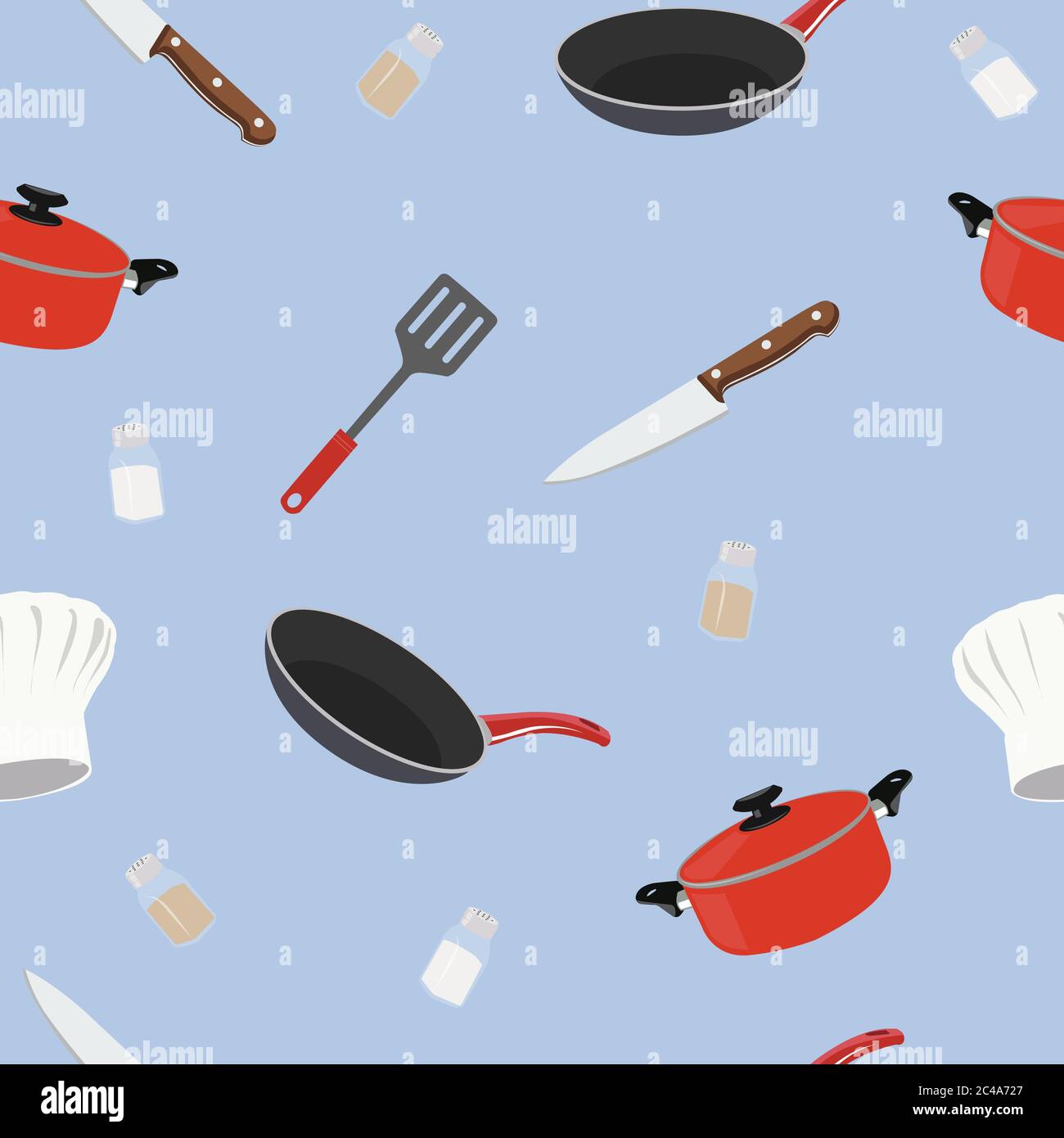 Vector Illustration Kitchen Themed Seamless Pattern Background Stock ...