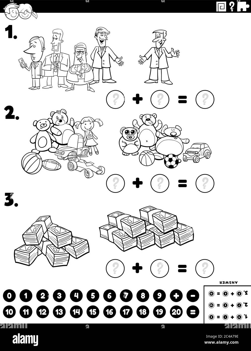 Black and White Cartoon Illustration of Educational Mathematical ...