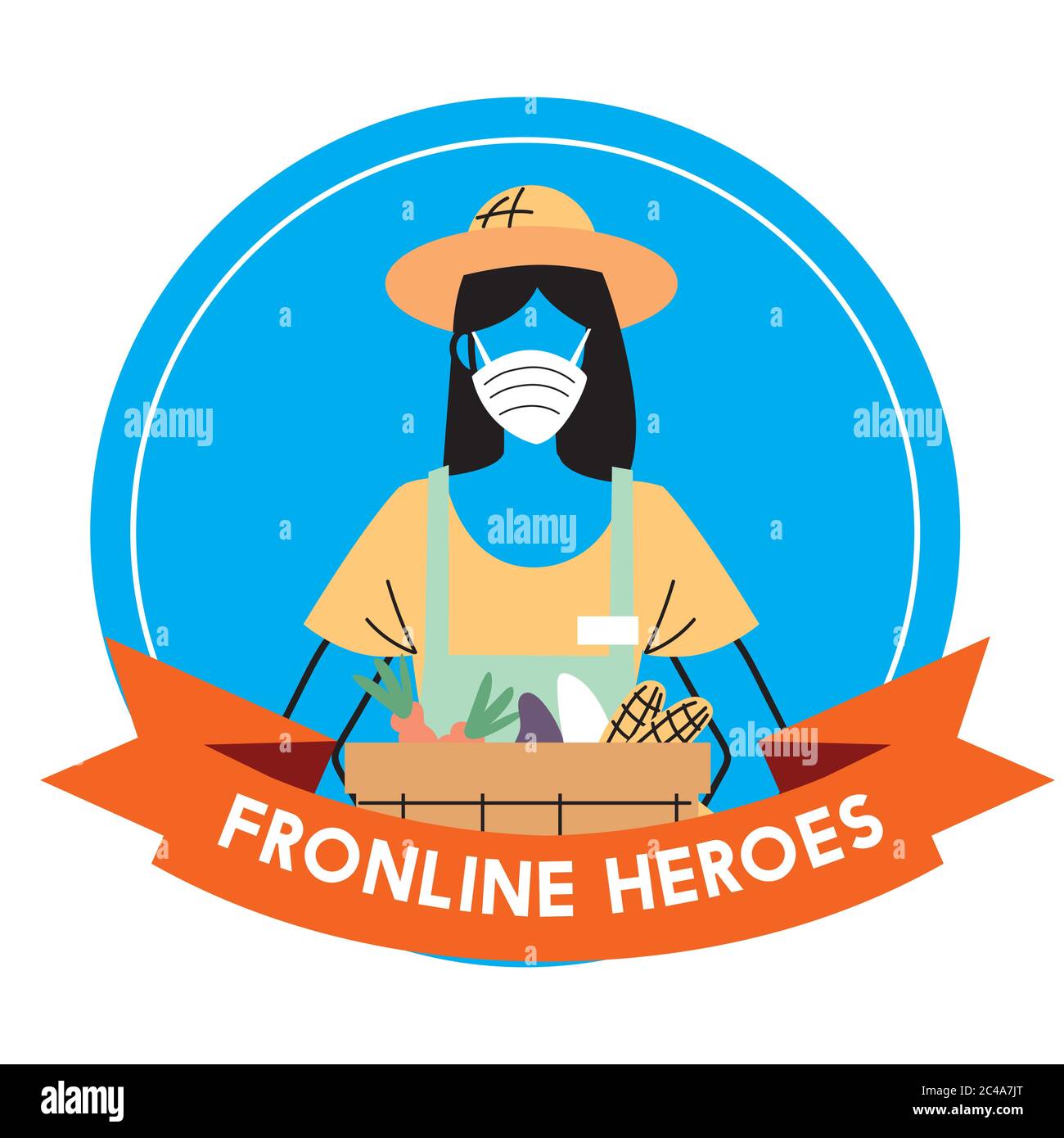 Thanks to the frontline heroes. Farmer wearing masks vector ...