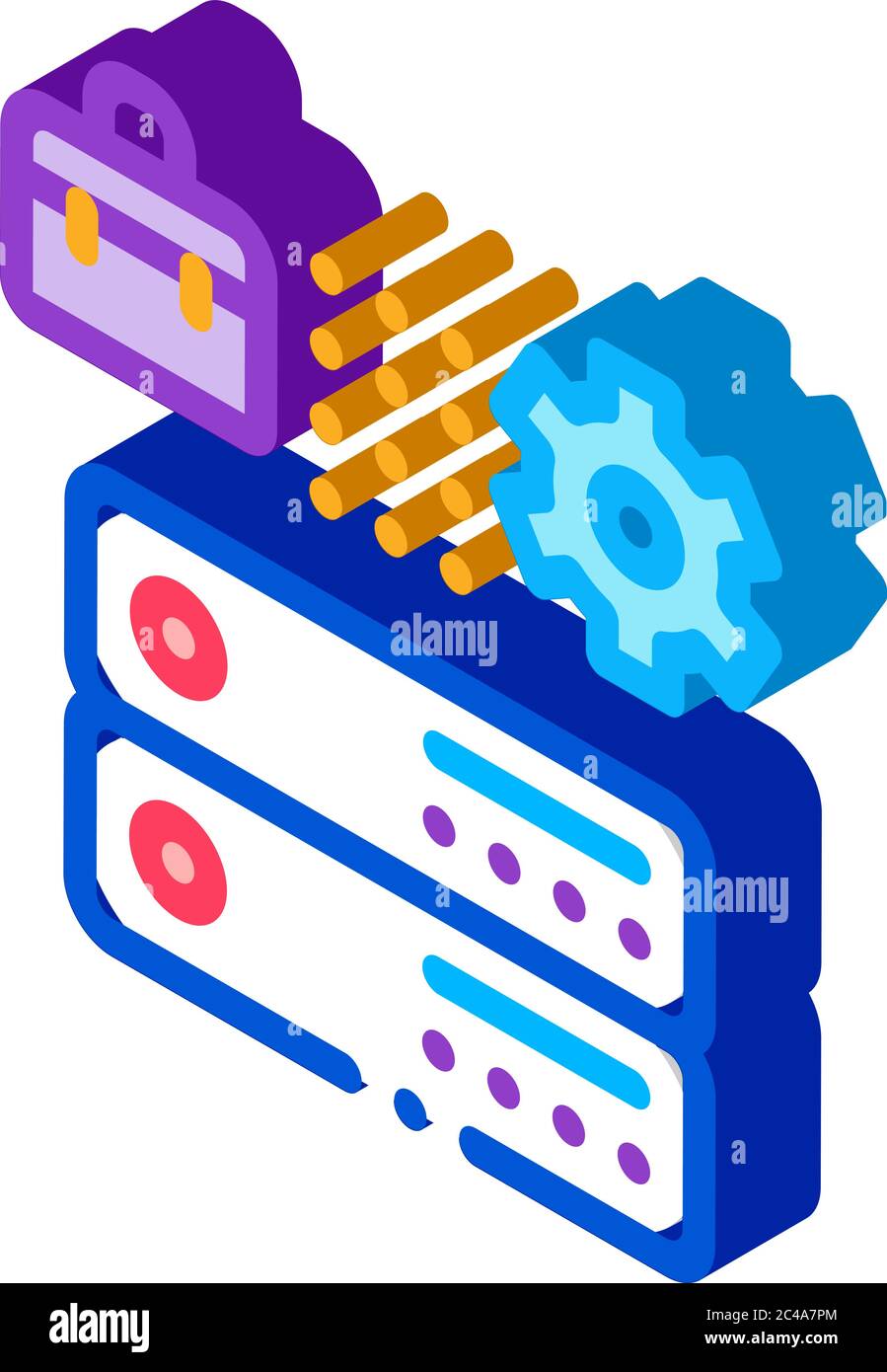 business case gear and cards isometric icon vector illustration Stock ...