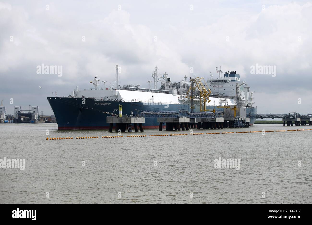 The ship Independence is a natural gas terminal in the port of Klaipeda ...