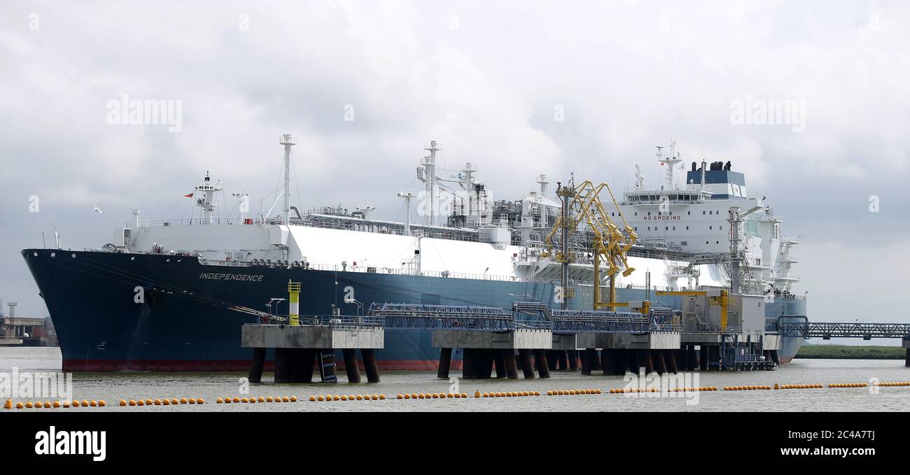 The ship Independence is a natural gas terminal in the port of Klaipeda ...