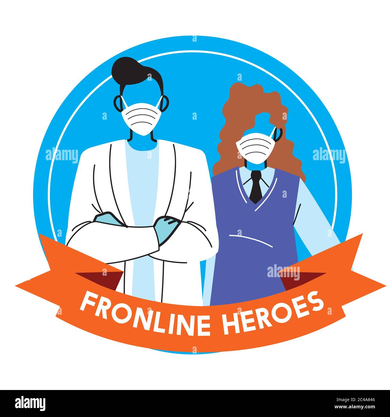 Thanks to the frontline heroes. Doctor and secretary wearing masks ...
