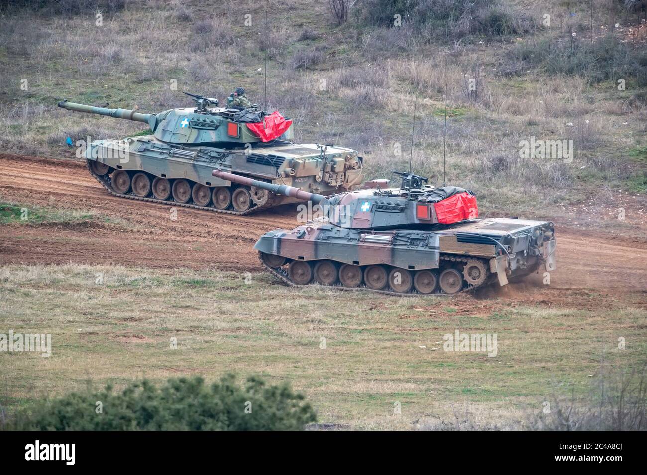 Askos, Greece - Feb 14, 2020: Military army tank Leopard 2 HEL takes ...