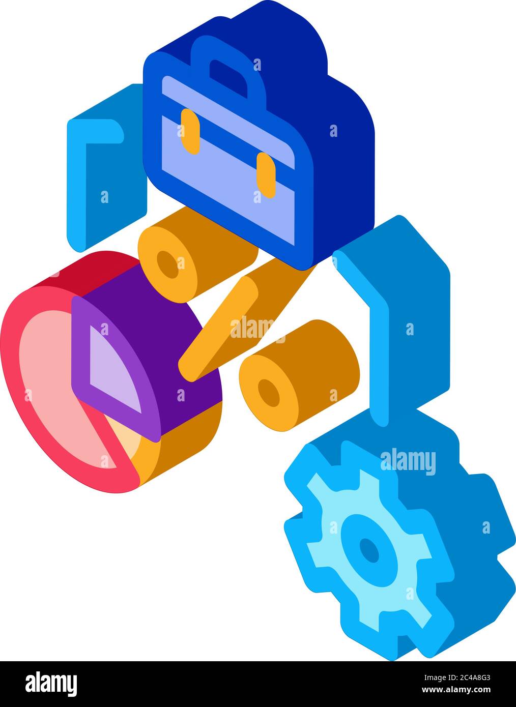 percent business case infographic and gear isometric icon vector ...