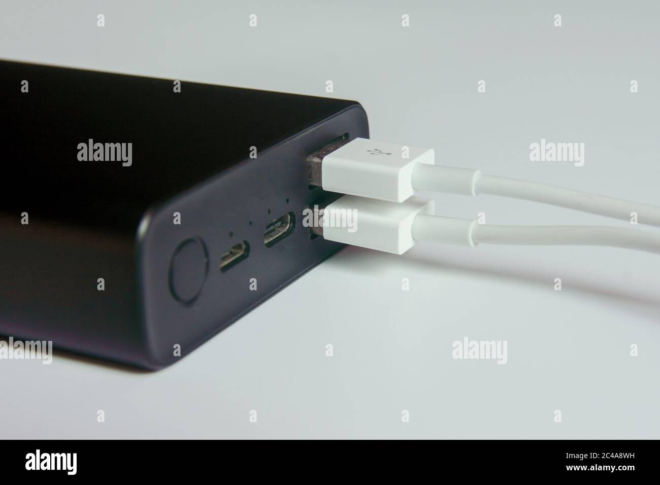 USB cable connect output port power bank for charging smartphone Stock ...
