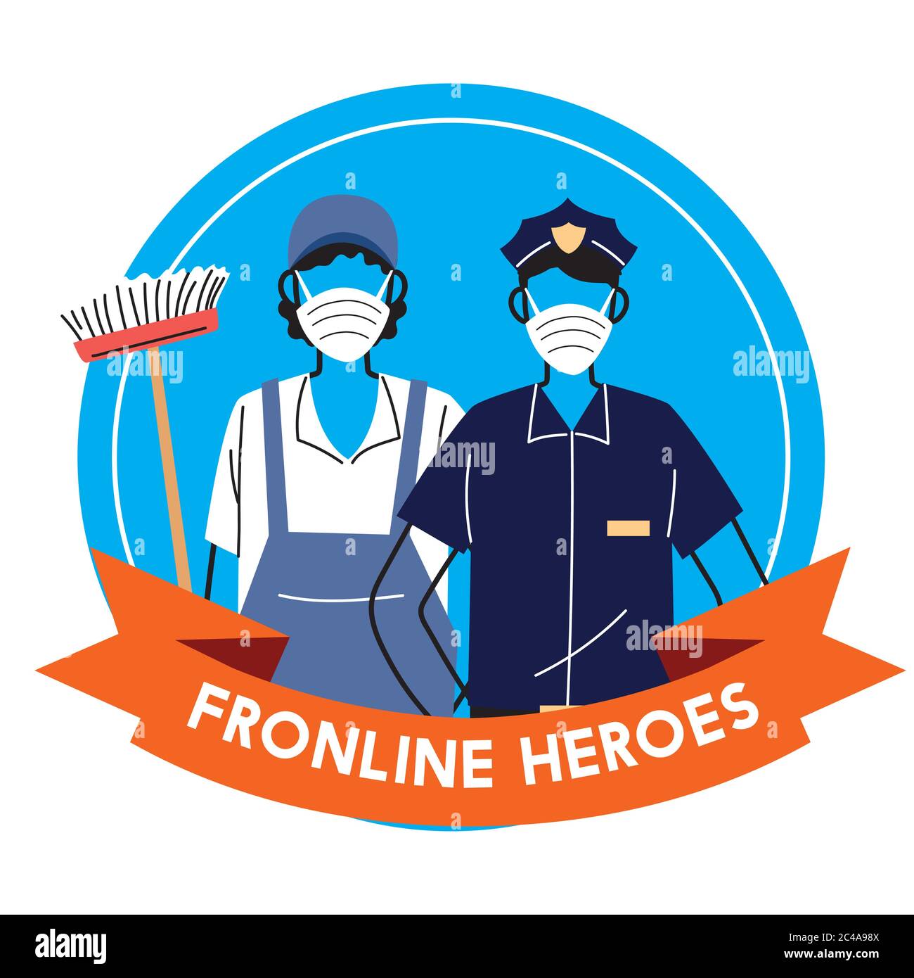 Thanks to the frontline heroes. Police and toilet staff wearing mask ...