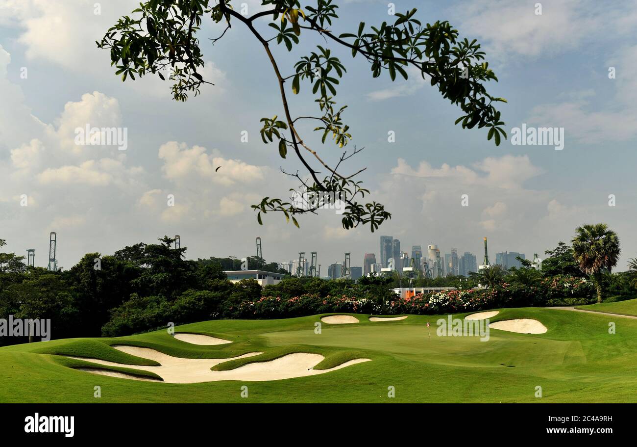 View of hole No 2 at Sentosa Golf Club (Serapong) on Sentosa Island in ...