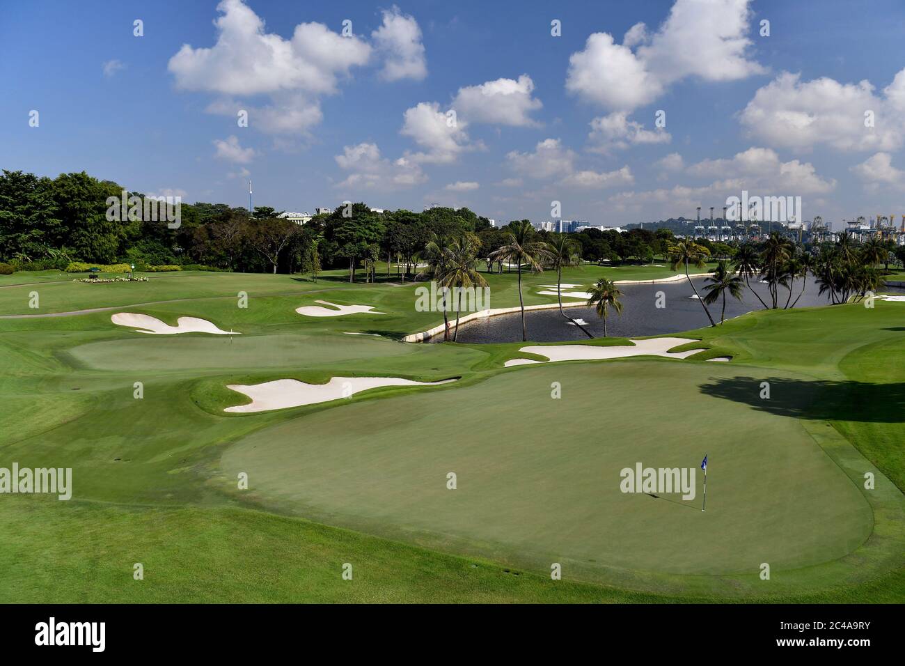 View of hole No 9 at Sentosa Golf Club (Serapong) on Sentosa Island in ...