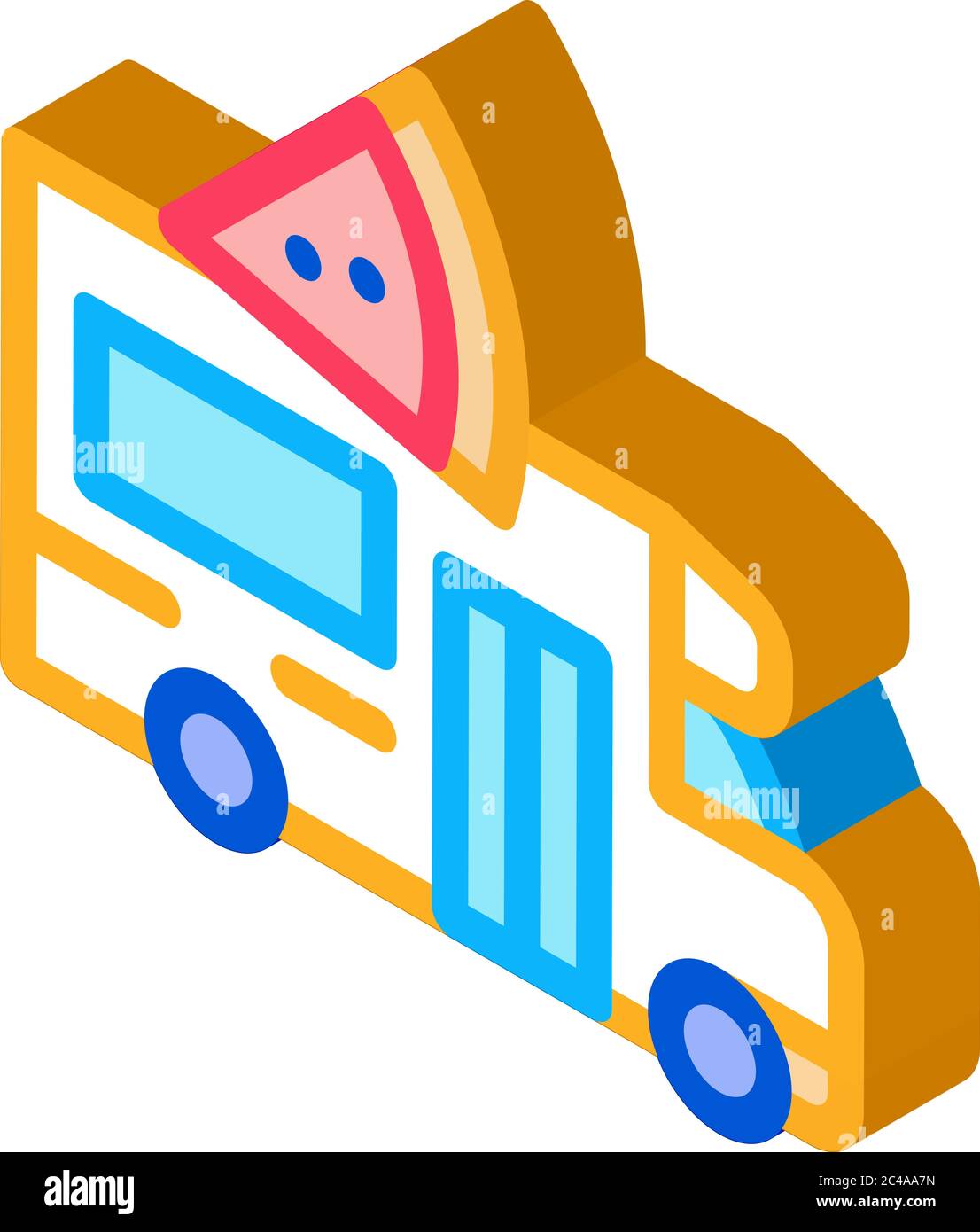 pizza street food van isometric icon vector illustration Stock Vector ...