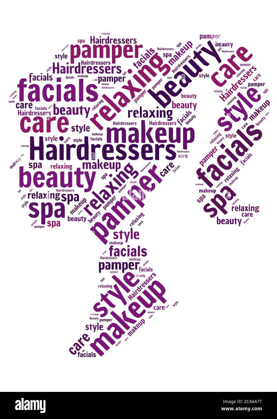 Word cloud representing the beauty industry in the silhouette of a ...