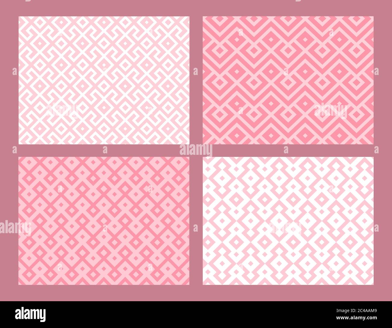 Abstract geometric seamless pattern collection. Pink color. Vector ...