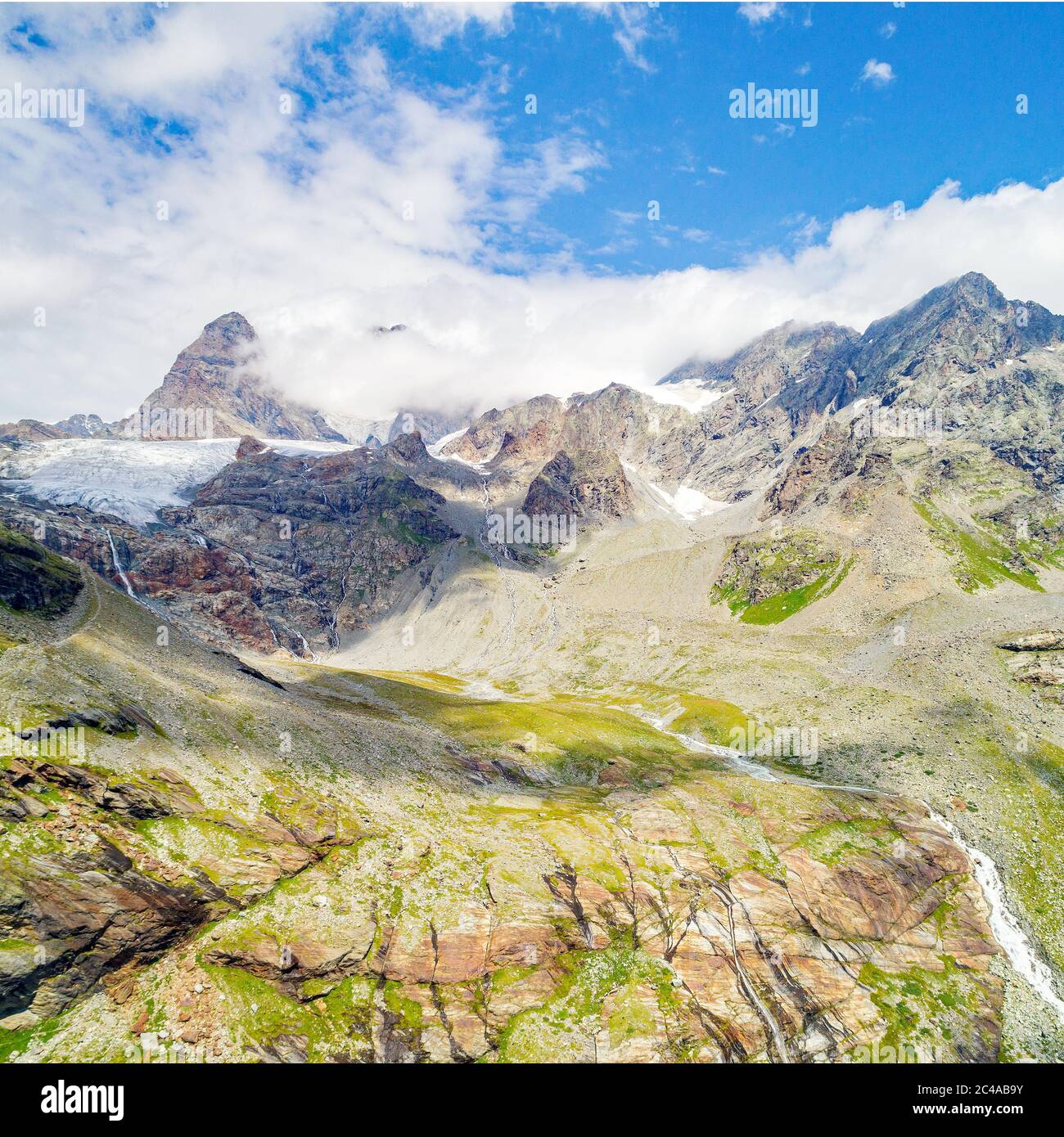 Aerial view glacial waterfall high hi-res stock photography and images ...