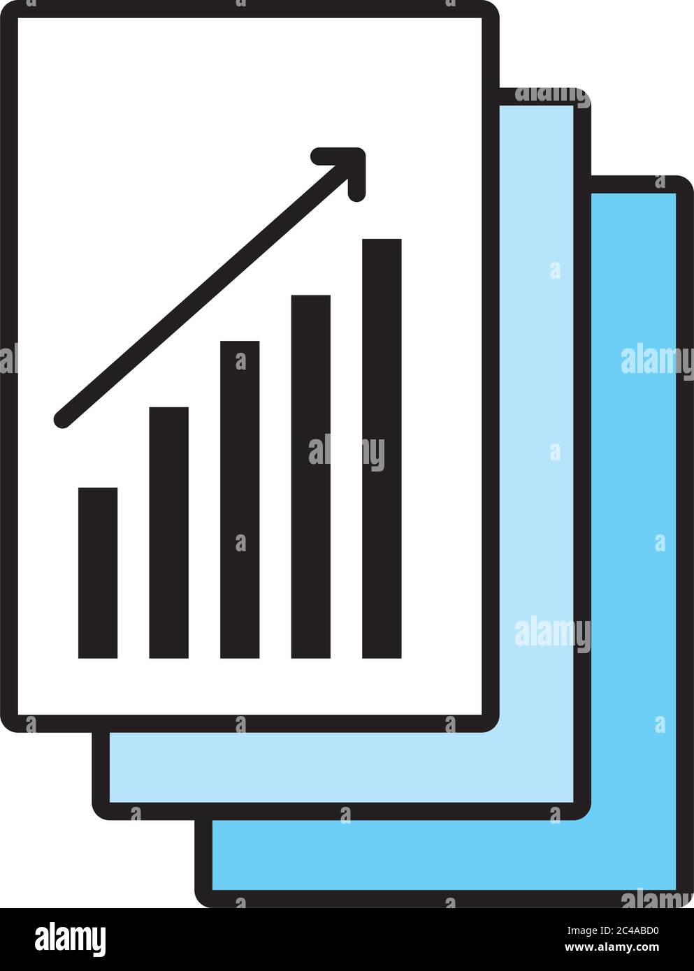 papers documents with statistics bars line and fill style icon vector ...